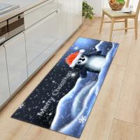 China Christmas Deer Anti Fatigue Kitchen Mat Long Strip 40x120cm Polyester Floor Mat for sale