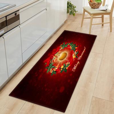 China Red Bells Christmas Kitchen Standing Mat Non-Slip Polyester Floor Carpet 40x120cm for sale