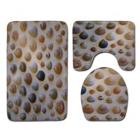 China Stone Printed 3 Piece Bath Rug Set 45x75cm Toilet Seat Cover Rug Polyester for sale