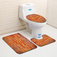 China Stone Printed 3 Piece Bath Rug Set 45x75cm Toilet Seat Cover Rug Polyester for sale