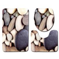 China 3 Piece U Shaped Stone Print Toilet Mat Set 45x75cm 50x80cm Polyester Bathroom Rug for sale