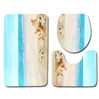 China 3 Piece U Shaped Stone Print Toilet Mat Set 45x75cm 50x80cm Polyester Bathroom Rug for sale