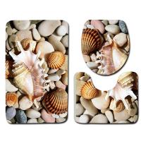 China 3 Piece U Shaped Stone Print Toilet Mat Set 45x75cm 50x80cm Polyester Bathroom Rug for sale