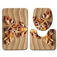 China 3 Piece U Shaped Stone Print Toilet Mat Set 45x75cm 50x80cm Polyester Bathroom Rug for sale
