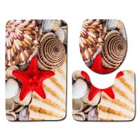 China 3 Piece U Shaped Stone Print Toilet Mat Set 45x75cm 50x80cm Polyester Bathroom Rug for sale