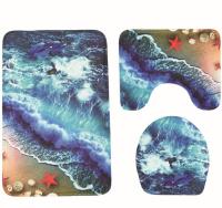 China 3 Piece U Shaped Stone Print Toilet Mat Set 45x75cm 50x80cm Polyester Bathroom Rug for sale