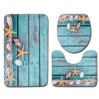 China 3 Piece U Shaped Stone Print Toilet Mat Set 45x75cm 50x80cm Polyester Bathroom Rug for sale