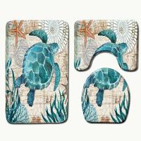 China 3 Piece U Shaped Stone Print Toilet Mat Set 45x75cm 50x80cm Polyester Bathroom Rug for sale