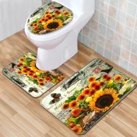 China 3 Piece U Shaped Stone Print Toilet Mat Set 45x75cm 50x80cm Polyester Bathroom Rug for sale
