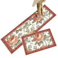 China Custom Crystal Velvet Kitchen Floor Mat Non Slip 40x60cm Rectangle Plant Flower Print for sale