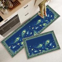 China Custom Crystal Velvet Kitchen Floor Mat Non Slip 40x60cm Rectangle Plant Flower Print for sale