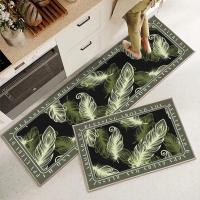 China Custom Crystal Velvet Kitchen Floor Mat Non Slip 40x60cm Rectangle Plant Flower Print for sale