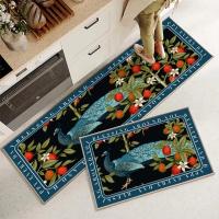 China Custom Crystal Velvet Kitchen Floor Mat Non Slip 40x60cm Rectangle Plant Flower Print for sale