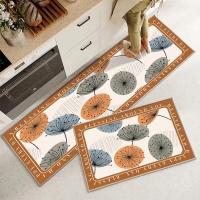 China Custom Crystal Velvet Kitchen Floor Mat Non Slip 40x60cm Rectangle Plant Flower Print for sale