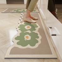 China Anti Slip Kitchen Floor Mat 100% Polyester Oil Proof Small Fresh Flower Design 44x120cm for sale