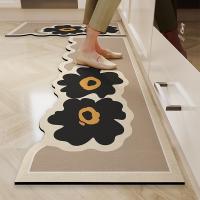 China Anti Slip Kitchen Floor Mat 100% Polyester Oil Proof Small Fresh Flower Design 44x120cm for sale