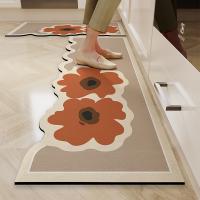 China Anti Slip Kitchen Floor Mat 100% Polyester Oil Proof Small Fresh Flower Design 44x120cm for sale