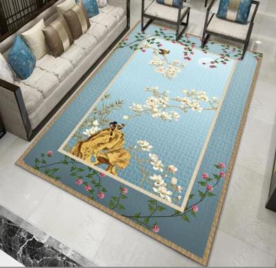 China New Chinese Style Washable Polyester Carpet 200x300cm Rectangle Living Room Floor Mat for sale