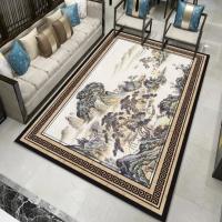 China New Chinese Style Washable Polyester Carpet 200x300cm Rectangle Living Room Floor Mat for sale