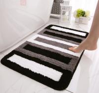 China Polyester Fiber Flocking Carpet Bath Mat 40x60cm Non Slip Absorbent Bathroom Floor Mat for sale