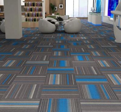 China 50*50cm Square Stripping Fireproof Commercial Floor Mat Office Building for sale