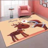 China Customizable Polyester Fiber Christmas Carpet 80x120cm Living Room Floor Mat for sale