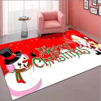 China Customizable Polyester Fiber Christmas Carpet 80x120cm Living Room Floor Mat for sale