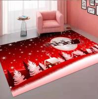 China Customizable Polyester Fiber Christmas Carpet 80x120cm Living Room Floor Mat for sale