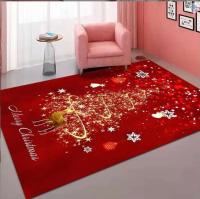 China Customizable Polyester Fiber Christmas Carpet 80x120cm Living Room Floor Mat for sale