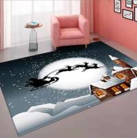 China Customizable Polyester Fiber Christmas Carpet 80x120cm Living Room Floor Mat for sale