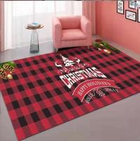 China Customizable Polyester Fiber Christmas Carpet 80x120cm Living Room Floor Mat for sale