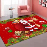 China Customizable Polyester Fiber Christmas Carpet 80x120cm Living Room Floor Mat for sale