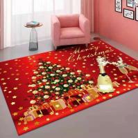 China Customizable Polyester Fiber Christmas Carpet 80x120cm Living Room Floor Mat for sale