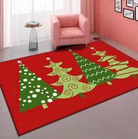 China Customizable Polyester Fiber Christmas Carpet 80x120cm Living Room Floor Mat for sale