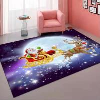 China Customizable Polyester Fiber Christmas Carpet 80x120cm Living Room Floor Mat for sale