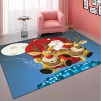China Customizable Polyester Fiber Christmas Carpet 80x120cm Living Room Floor Mat for sale