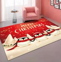 China Customizable Polyester Fiber Christmas Carpet 80x120cm Living Room Floor Mat for sale