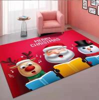 China Customizable Polyester Fiber Christmas Carpet 80x120cm Living Room Floor Mat for sale