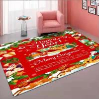 China Customizable Polyester Fiber Christmas Carpet 80x120cm Living Room Floor Mat for sale