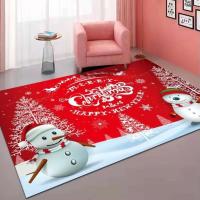China Customizable Polyester Fiber Christmas Carpet 80x120cm Living Room Floor Mat for sale