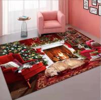 China Customizable Polyester Fiber Christmas Carpet 80x120cm Living Room Floor Mat for sale