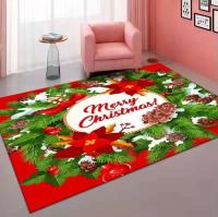 China Customizable Polyester Fiber Christmas Carpet 80x120cm Living Room Floor Mat for sale