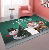 China Customizable Polyester Fiber Christmas Carpet 80x120cm Living Room Floor Mat for sale