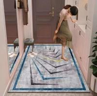 China Customizable Polyester Entry Door Mat 80x120cm Modern Luxury Floor Rug for Hotel Bedroom for sale