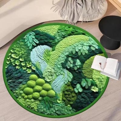 China Round Pashmina Moss Carpet Water Absorbent Bedroom Living Room Floor Mat 60cm for sale