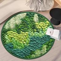 China Round Pashmina Moss Carpet Water Absorbent Bedroom Living Room Floor Mat 60cm for sale