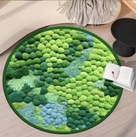 China Round Pashmina Moss Carpet Water Absorbent Bedroom Living Room Floor Mat 60cm for sale