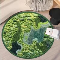 China Round Pashmina Moss Carpet Water Absorbent Bedroom Living Room Floor Mat 60cm for sale