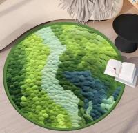 China Round Pashmina Moss Carpet Water Absorbent Bedroom Living Room Floor Mat 60cm for sale