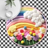 China Round Rainbow 3D Cartoon Children's Room Carpet 80cm Diameter Imitation Cashmere for sale